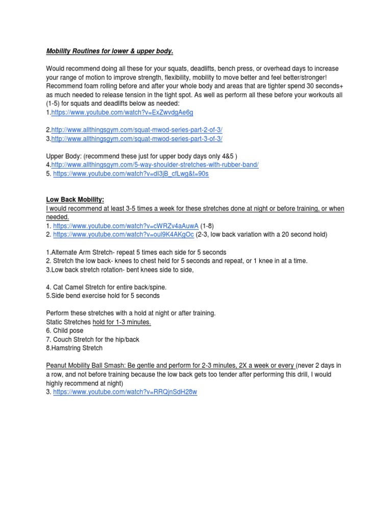 Essential Mobility Routines for Strength | PDF