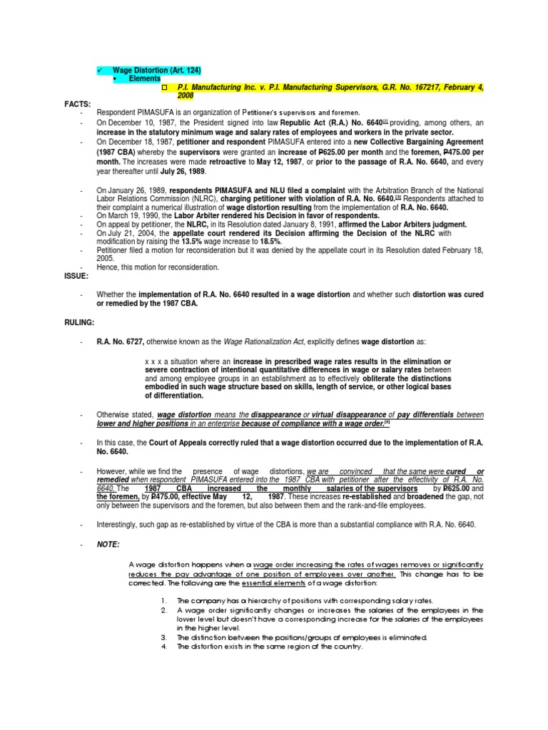 LABOR LAW I - Wage Distortion | PDF | Employment | Labour Law