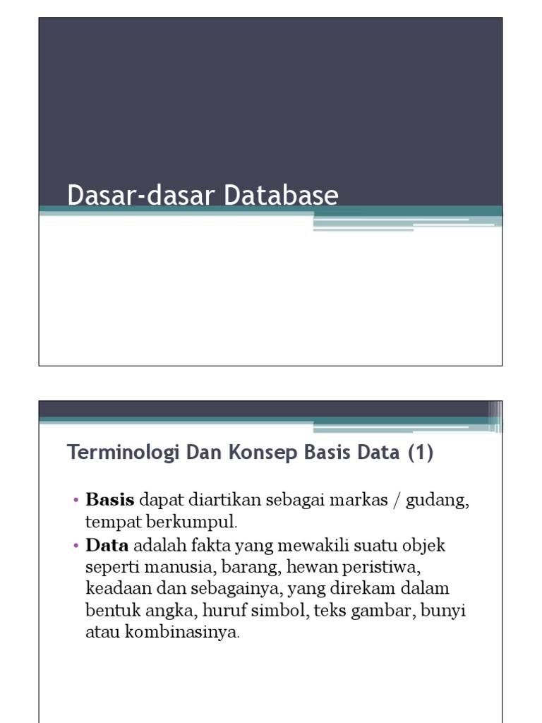 Dasar-dasar dan Konsep Database | PDF | Komputer | Teknologi & Rekayasa