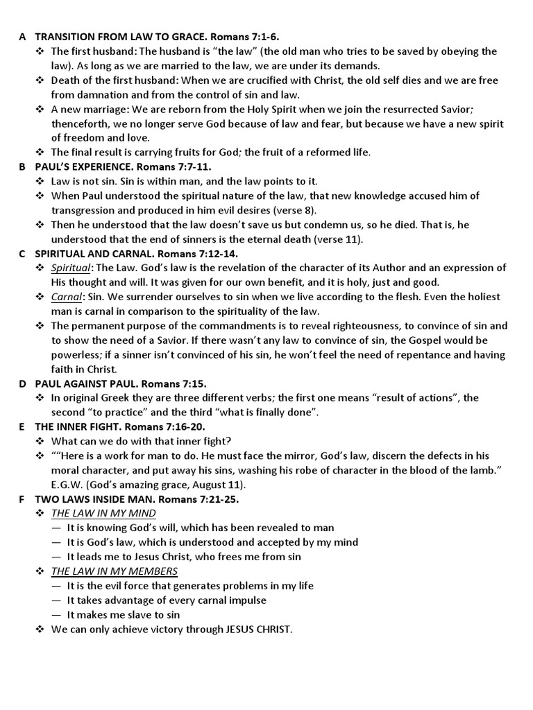 A Transition From Law To Grace. Romans 7:1-6 | PDF | Epistle To The ...