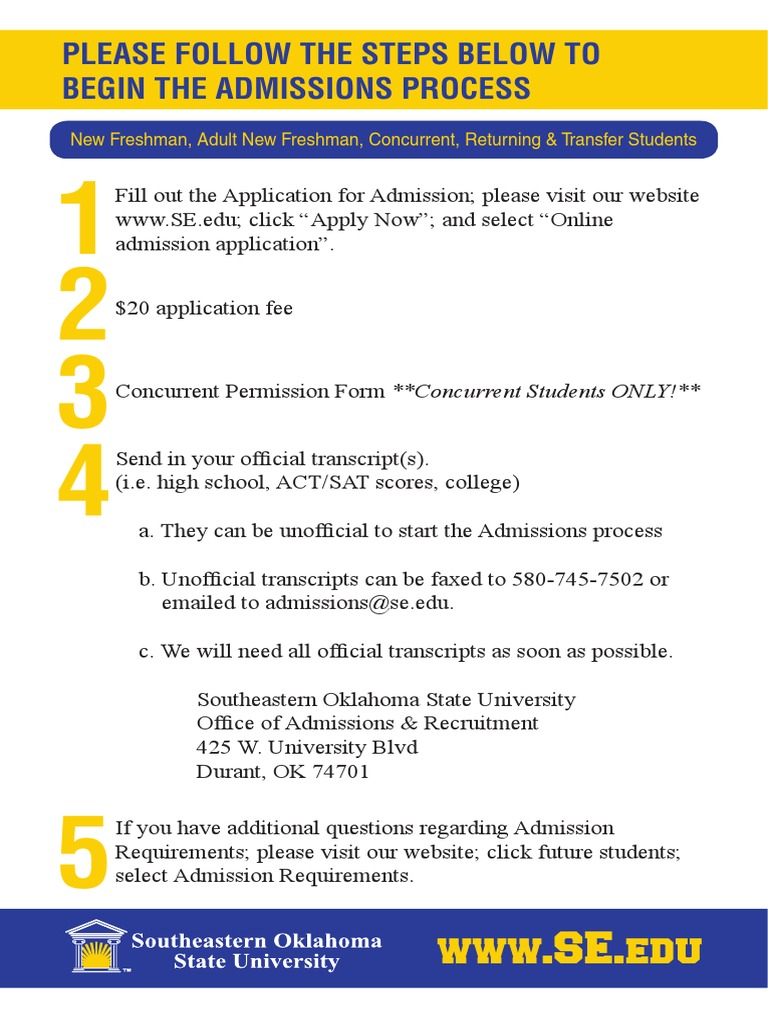 www.SE.edu: Please Follow The Steps Below To Begin The Admissions ...