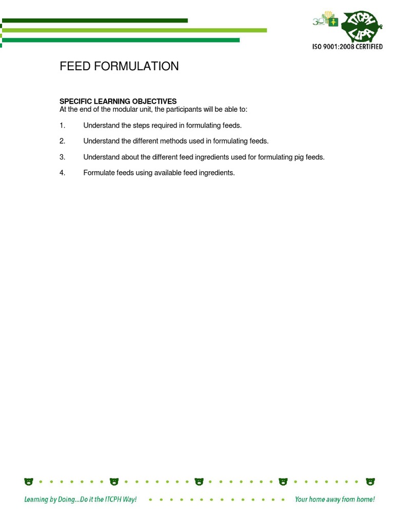 Feed Formulation Manual 2017 | PDF | Vitamin | Dietary Fiber