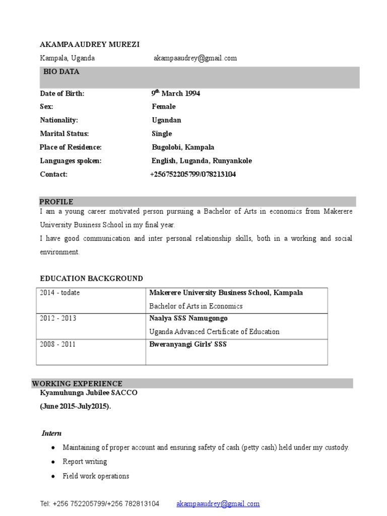Resume Audrey | PDF | Cognition | Communication