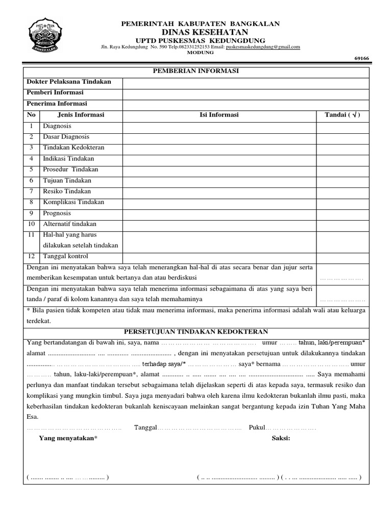 Form Persetujuan Dan Penolakan Tindakan Kedokteran | PDF