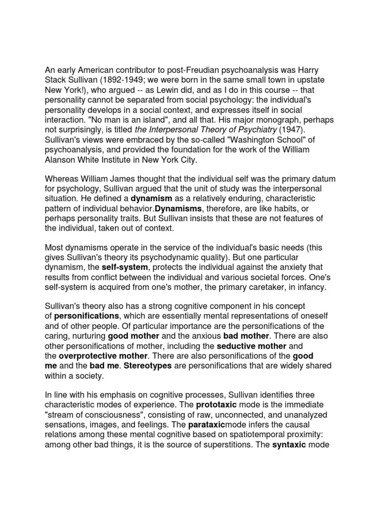 Sullivan Report | PDF | Psychoanalysis | Social Psychology