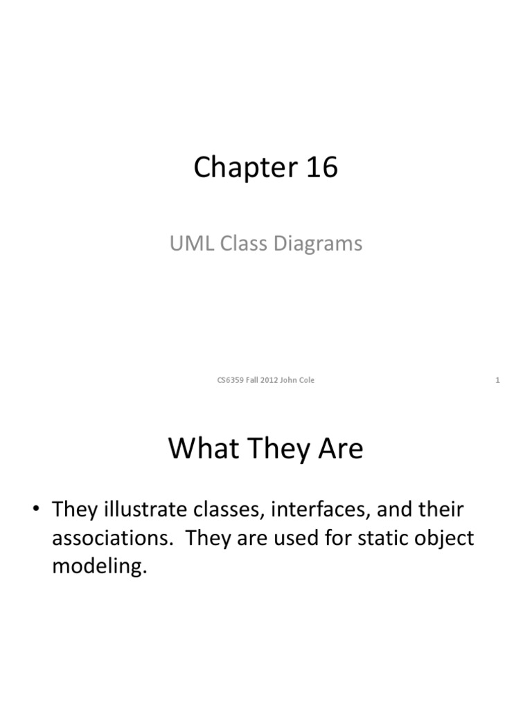 UML Class Diagrams: 1 CS6359 Fall 2012 John Cole | PDF | Class ...