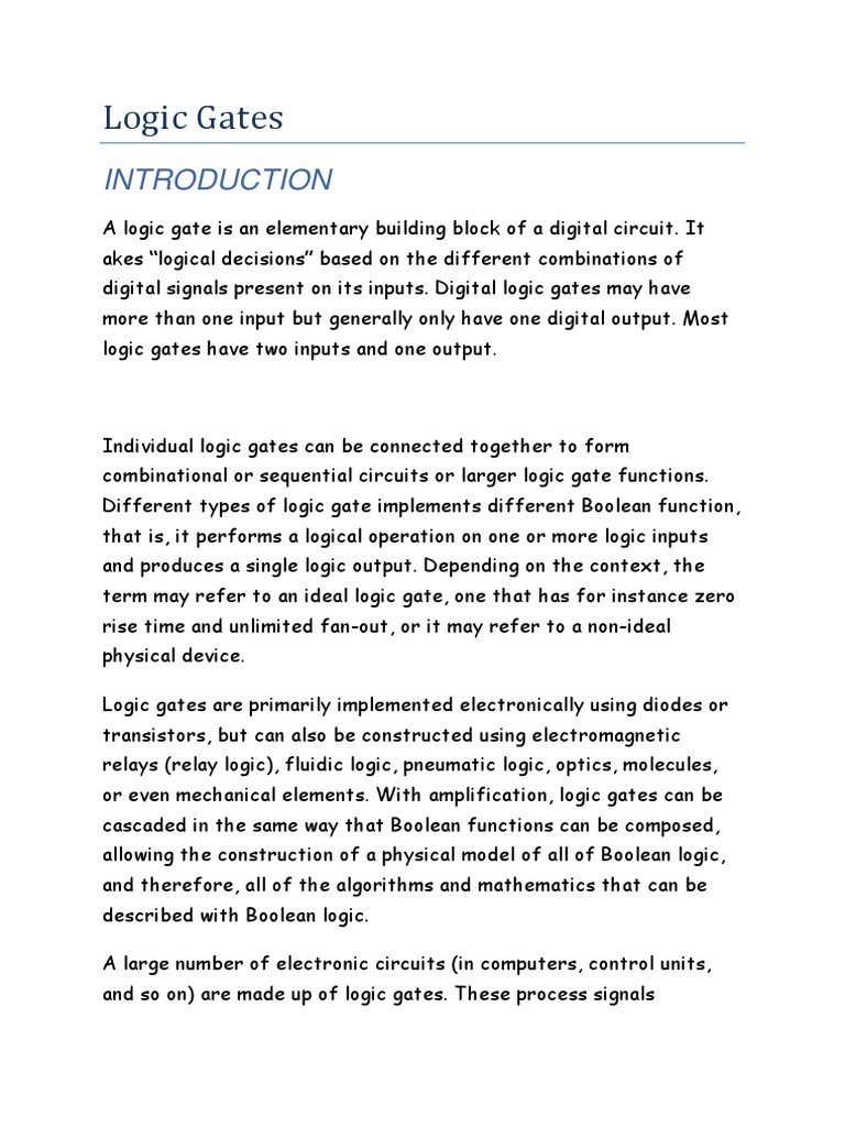 Logic Gates | PDF | Computers