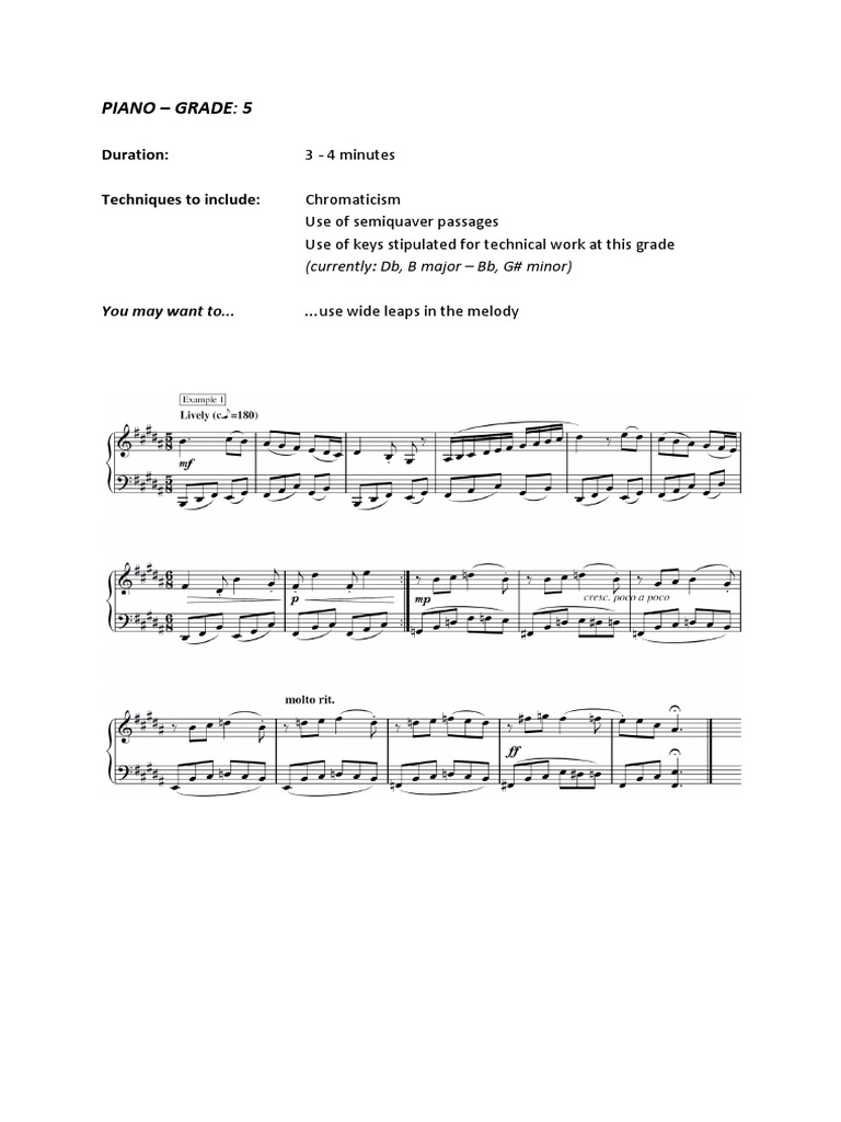 Piano - Grade: 5: Duration: 3 - 4 Minutes | PDF