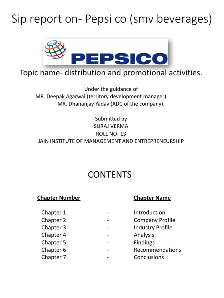 Final PPT Pepsico Company | PDF | Pepsi | Retail