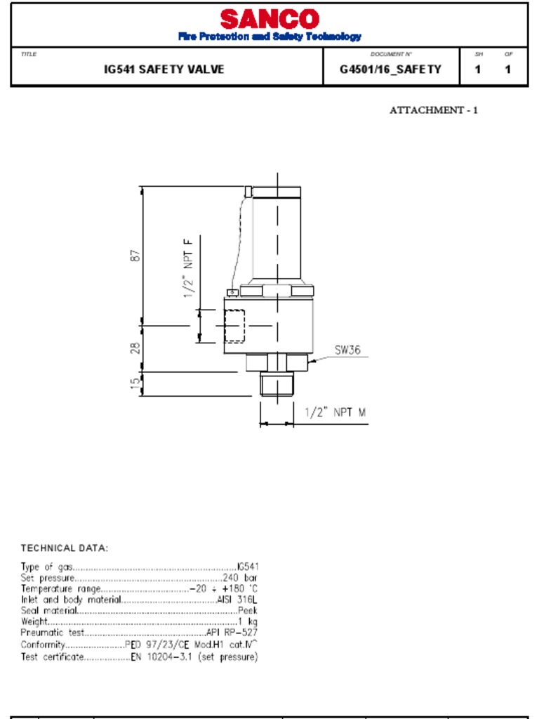 G4501/16 - SAFETY 1 Ig541 Safety Valve 1: Attachment - 1 | PDF