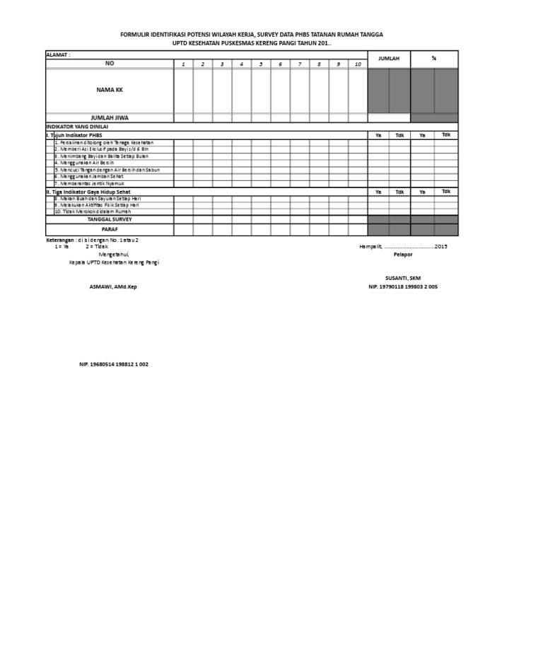 Formulir Survey Phbs | PDF