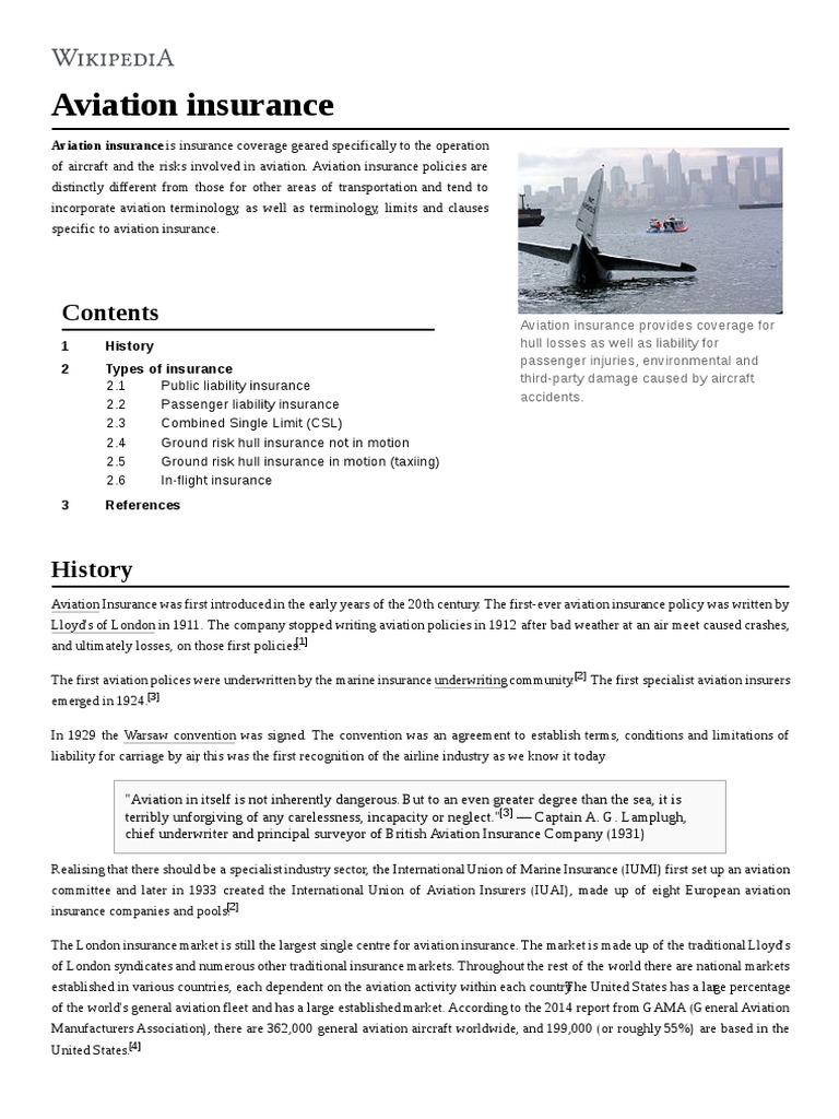 Aviation Insurance PDF | PDF | Industries | Insurance