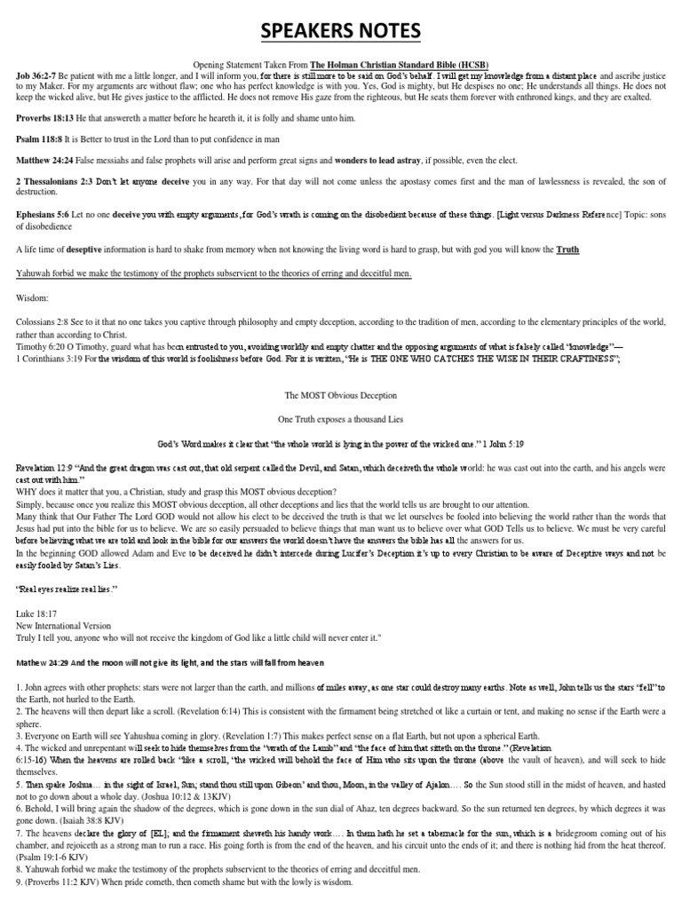 Speakers Notes | PDF | Abrahamic Religions | Bible Content