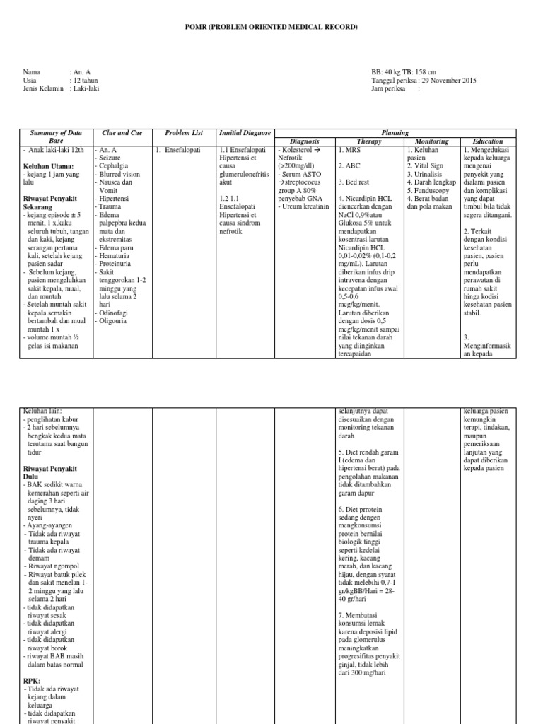 POMR Anak 12 Tahun dengan Kejang | PDF | Kesehatan Holistik