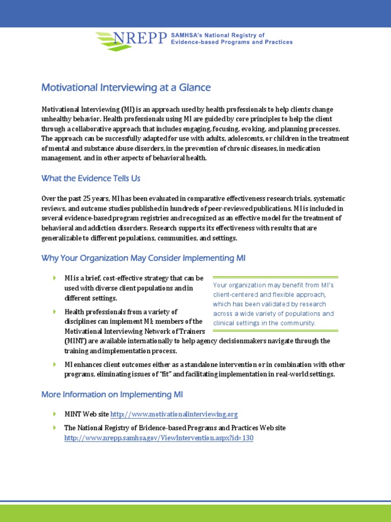 Mi Factsheet Nationalregistryofevidencebasedprogramsandpractices | PDF