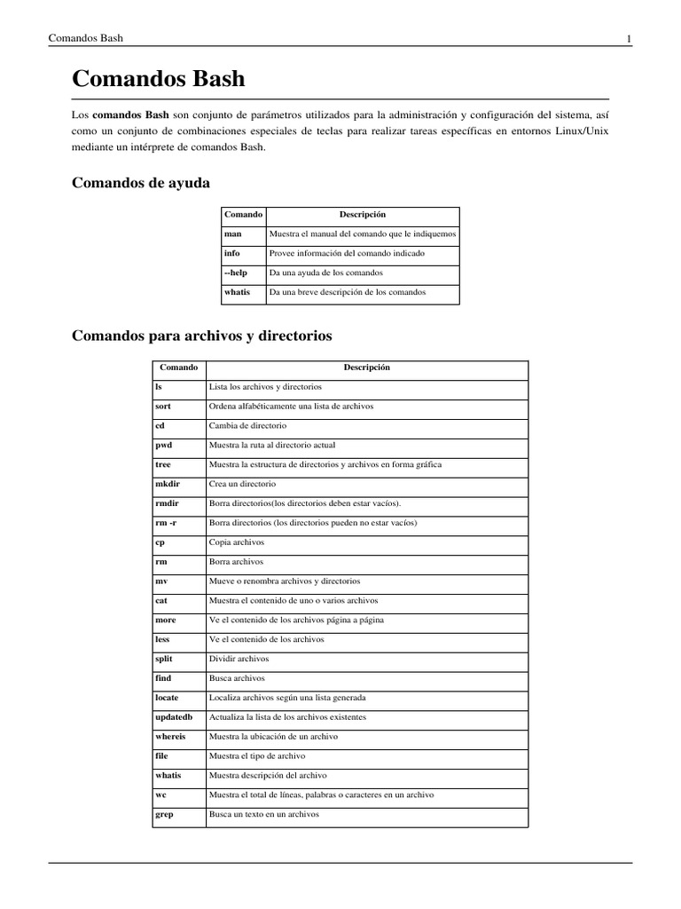 Bash Comandos | PDF | Archivo de computadora | Kernel (sistema operativo)