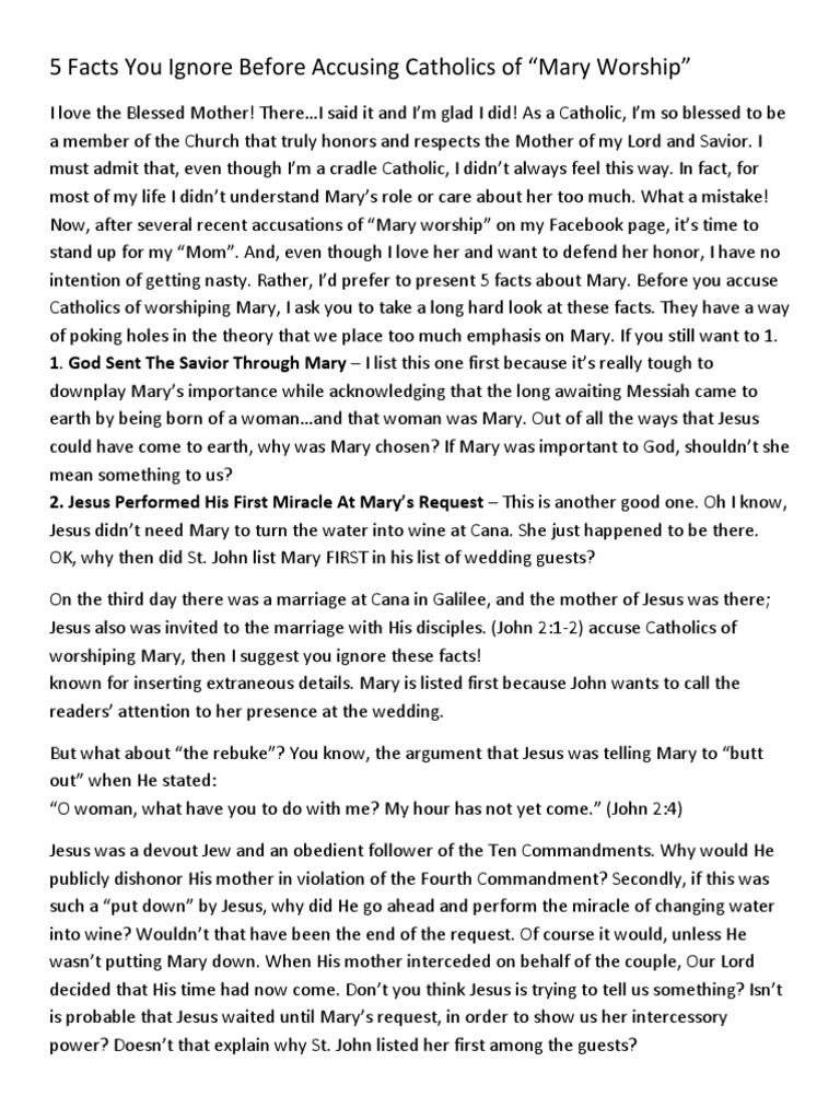 5 Facts You Ignore Before Accusing Catholics of Mary's Worship | PDF ...