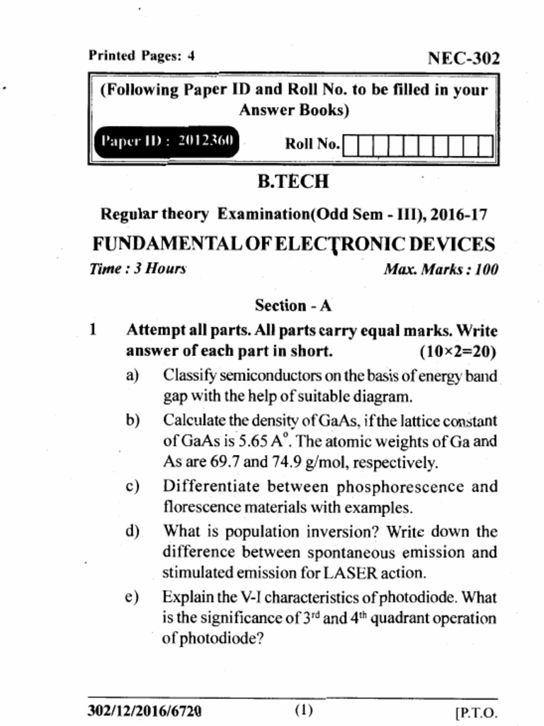 EDC - Old Question Papers For Unit I & II | PDF