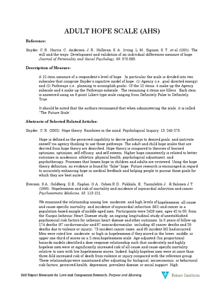 Adult Hope Scale | PDF | Hope | Factor Analysis