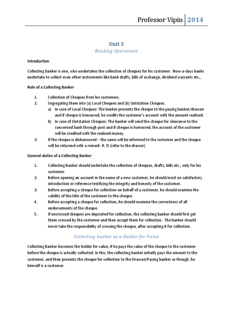Banking Law Notes | PDF | Negotiable Instrument | Cheque