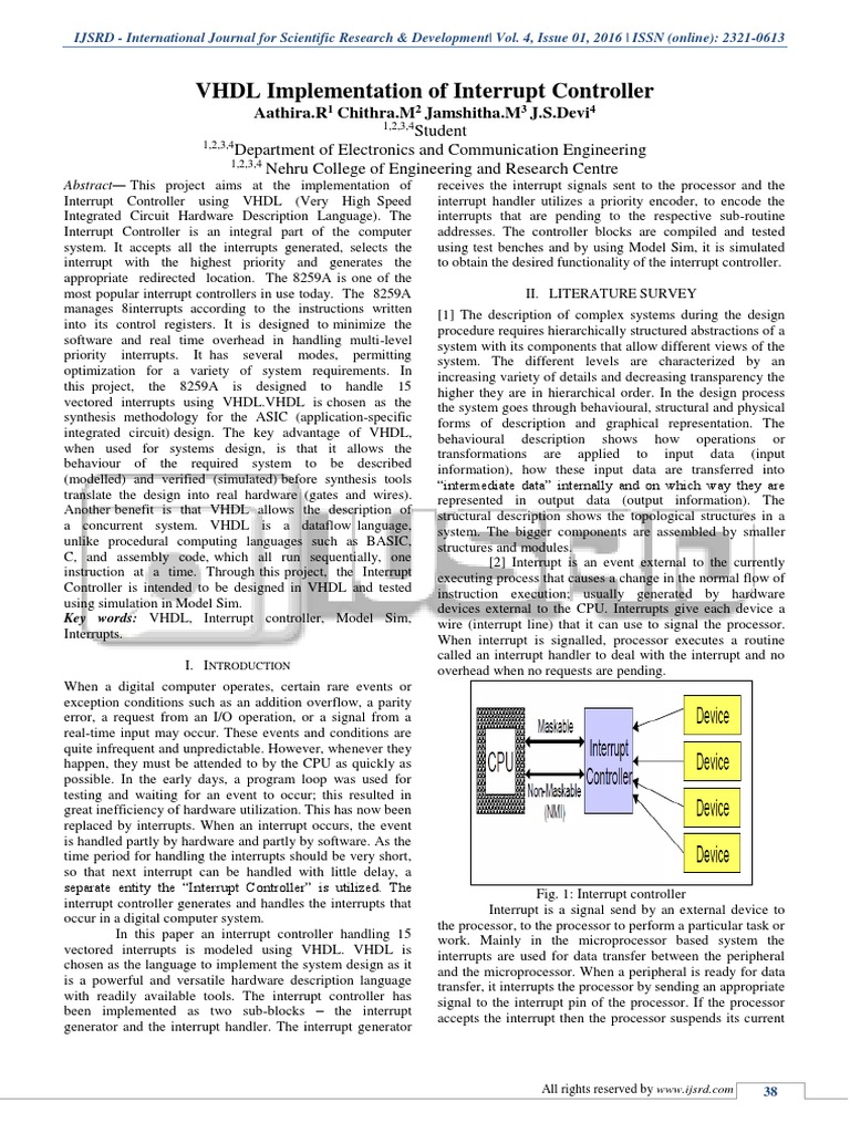 VHDL Implementation of Interrupt Controller PDF | PDF | Vhdl | Hardware ...