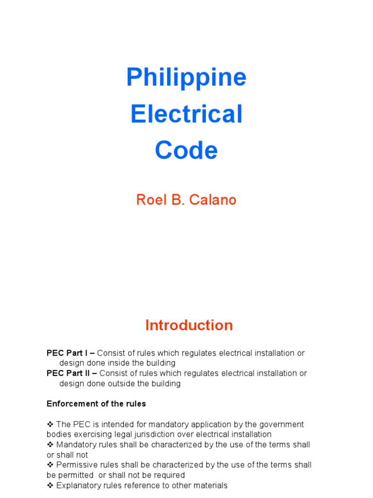 Philippine Electrical Code Overview | PDF | Electrical Wiring ...