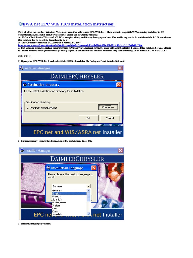 EWA Net EPC WIS Installation Guide | PDF | Windows Xp | Windows Vista
