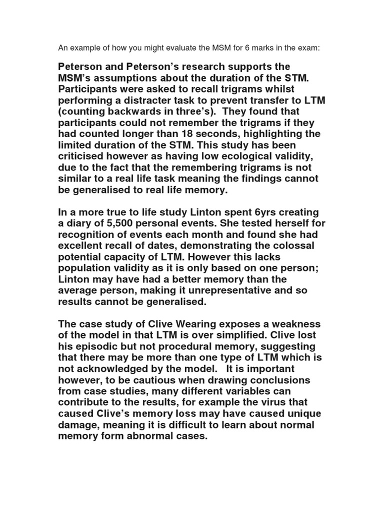 An Example of How You Might Evaluate The MSM For 6 Marks in The Exam ...