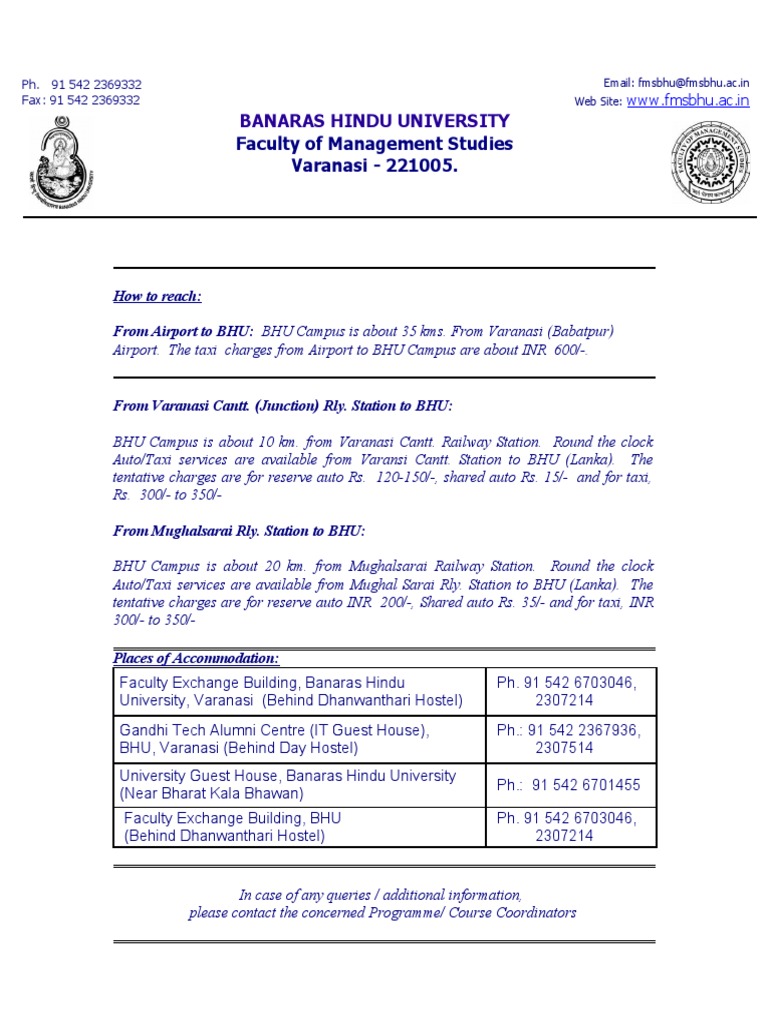 FMS BHU - How To Reach | PDF | Transport