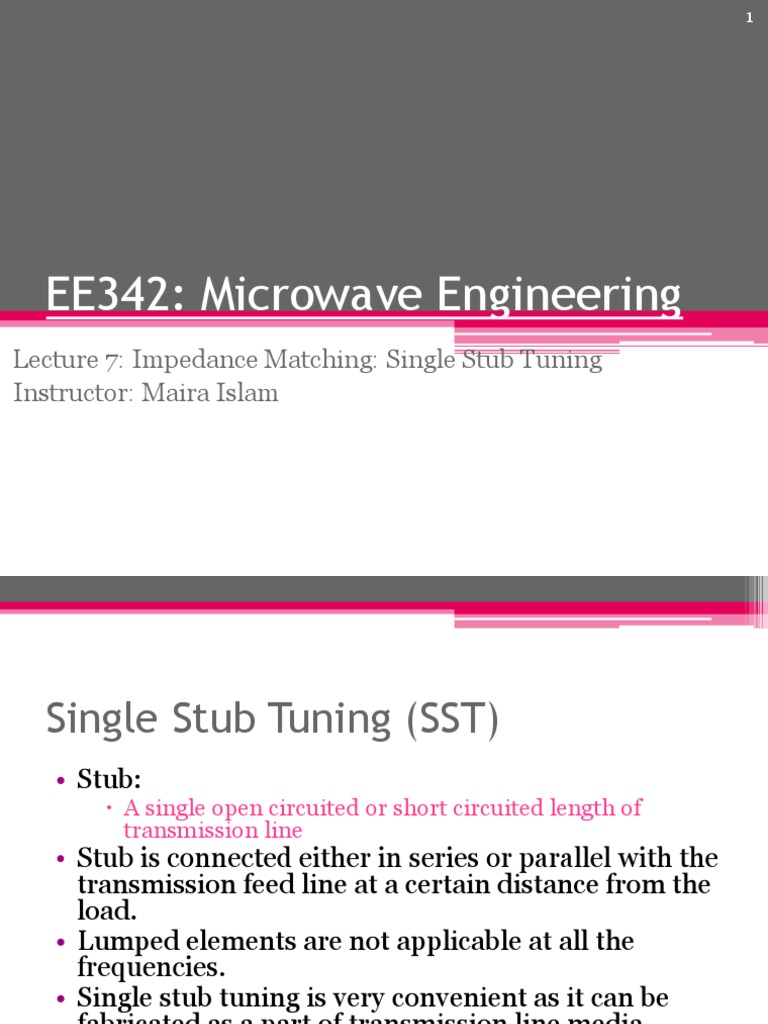Stub Tuning - Microwave Engineering | Download Free PDF | Transmission ...