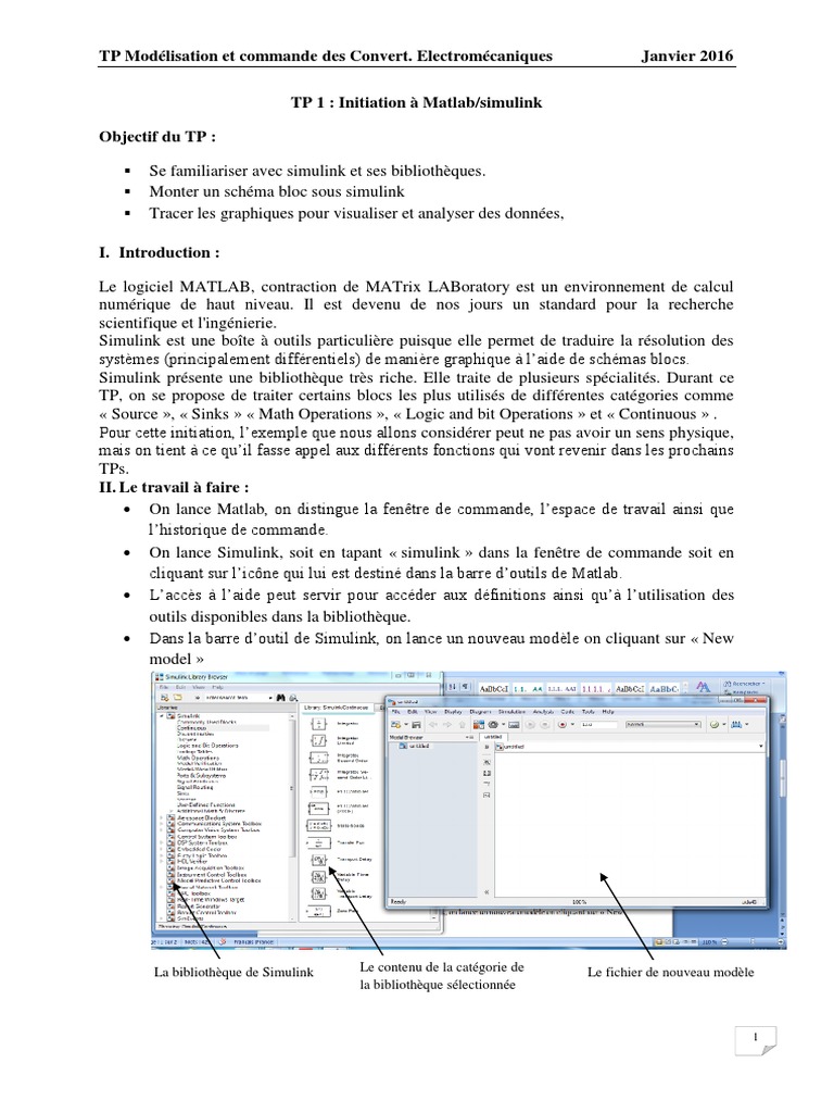 Tp1 Initiation A Simulink | PDF | MATLAB | Modèle mathématique