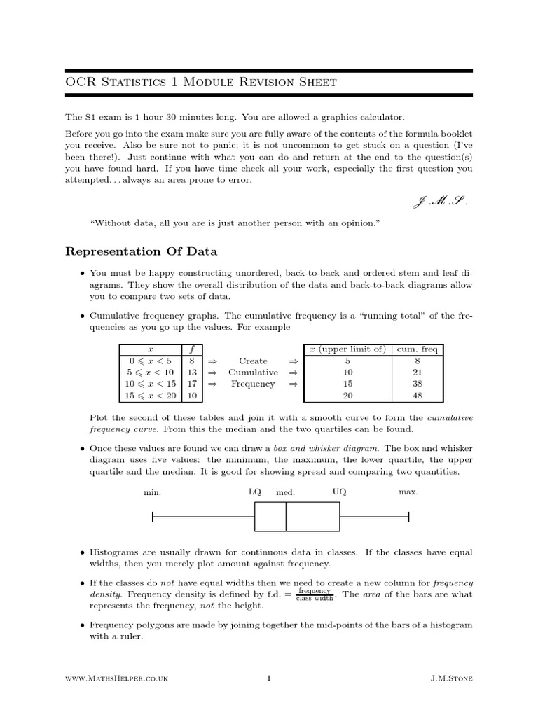 Statistics Notes | PDF | Mode (Statistics) | Variance