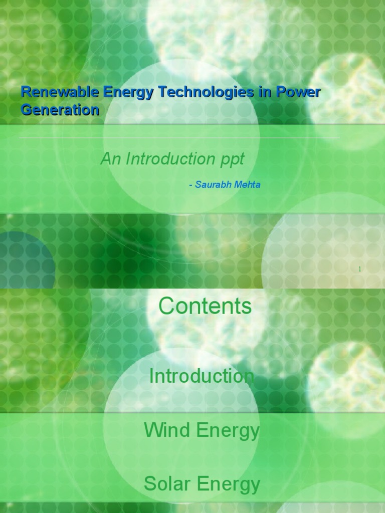 Introduction to Renewable Energy | PDF | Renewable Energy | Wind Power