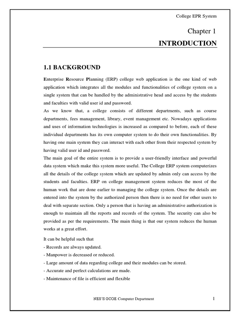 1.1 Background: Enterprise Resource Planning (ERP) College Web Application Is The One Kind of ...