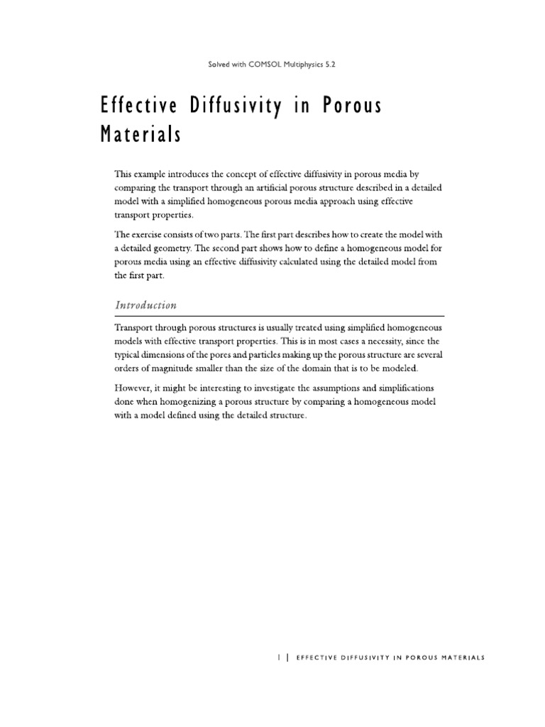 Effective Diffusivity Using COMSOLL | PDF