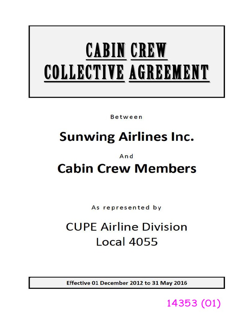 !bin Crew 0L!E Tiye Agreement: Sunwing Airlines Inc. Cabin Crew Members ...