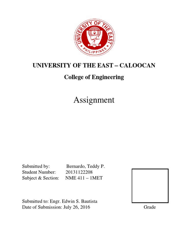 Assignment: University of The East - Caloocan College of Engineering | PDF