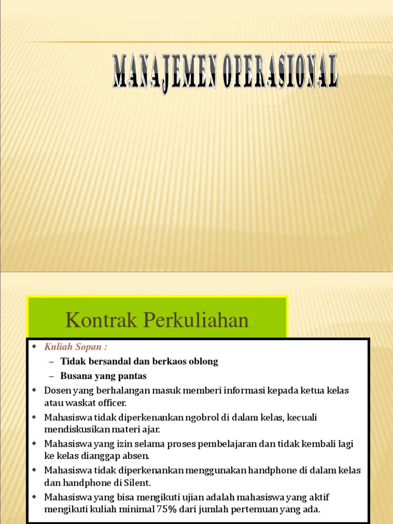 Manajemen Operasional | PDF