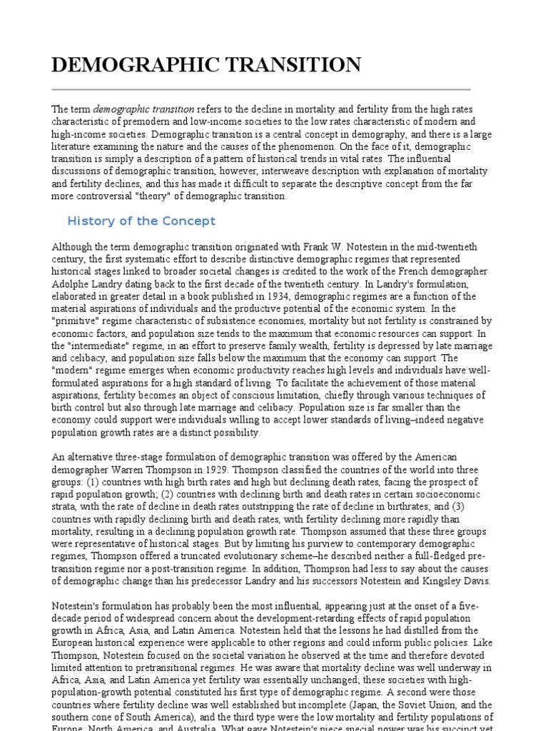 Demographic Transition | PDF | Demography | Life Expectancy