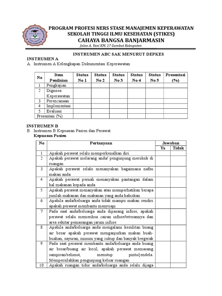 Instrumen ABC Menurut Depkes | PDF