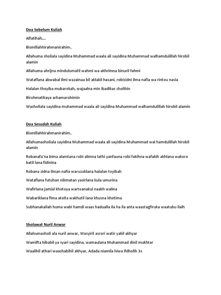 Doa Awal Dan Akhir Kuliah | PDF