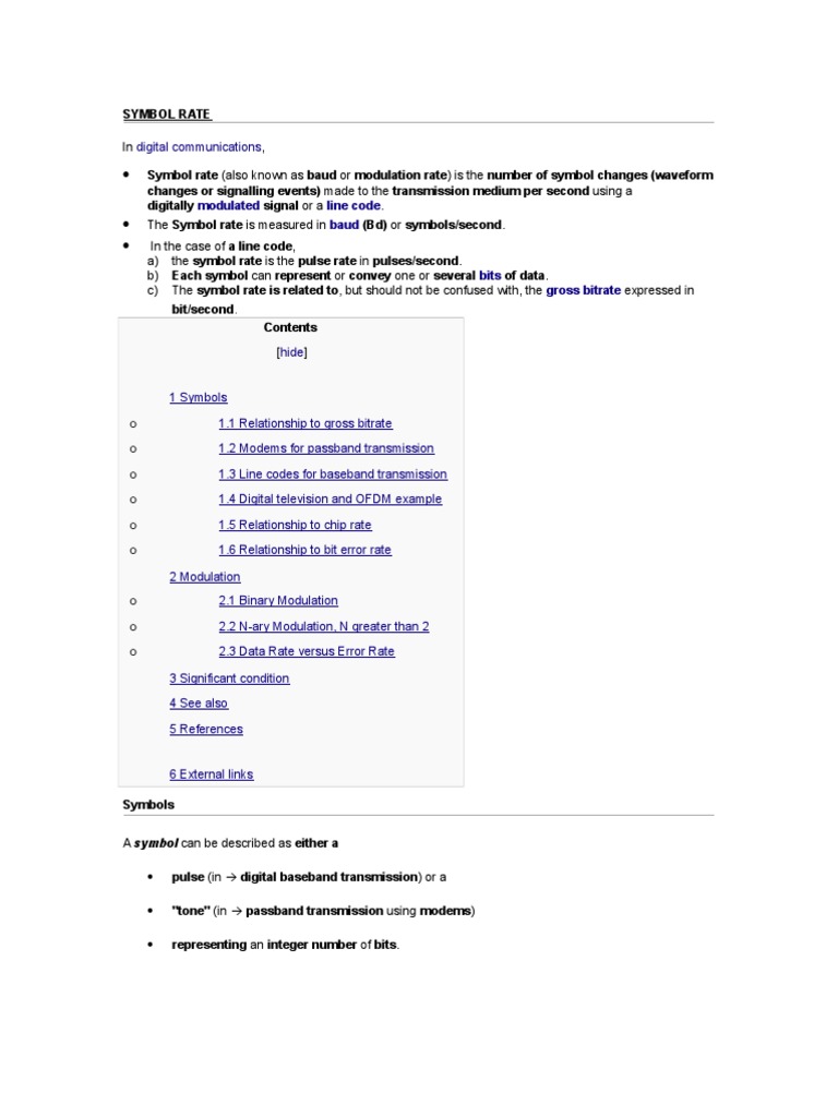Understanding Symbol Rate in Communication | PDF | Bit Rate | Modulation