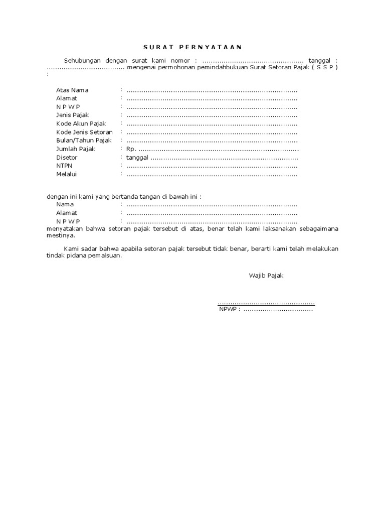 Surat Pernyataan PBK Beda Tujuan | PDF