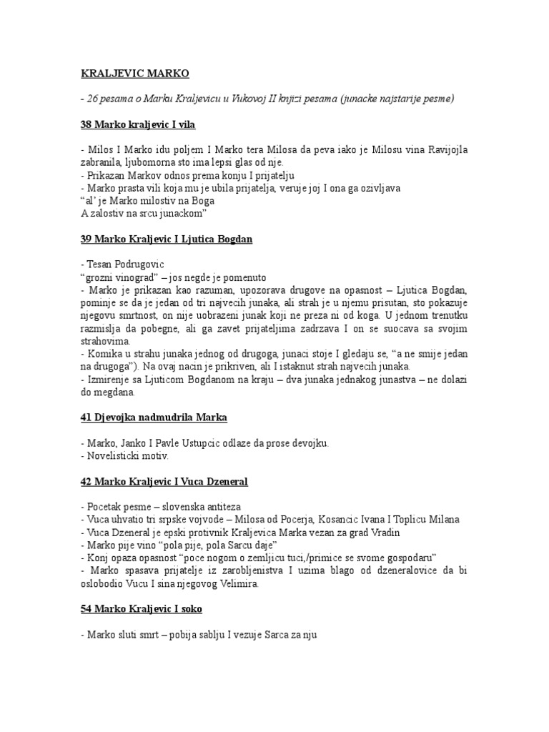 Marko Kraljevic U Vukovoj Zbirci - JA | PDF