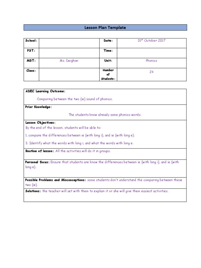 Lesson Plan Choral Reading | PDF | Phonics | Lesson Plan