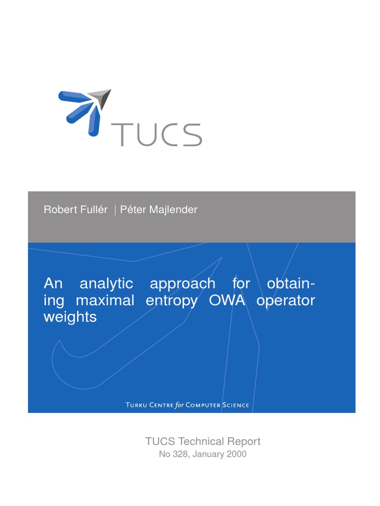 An Analytic Approach For Obtain-Ing Maximal Entropy OWA Operator Weights | PDF | Mathematical ...