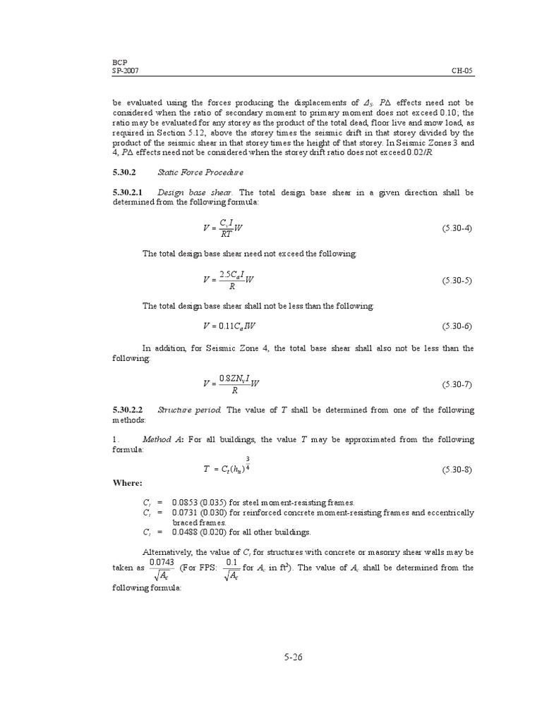 Base Shear Formulas | PDF | Civil Engineering | Materials