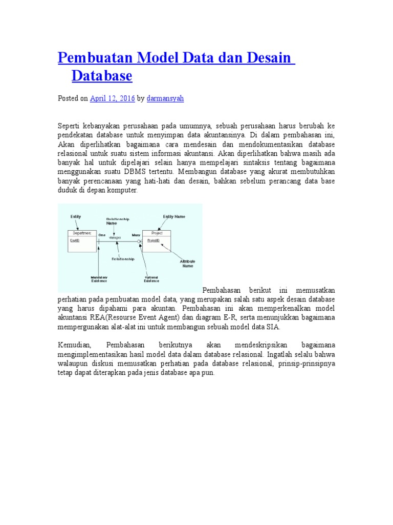 Pembuatan Model Data Dan Desain Database | PDF