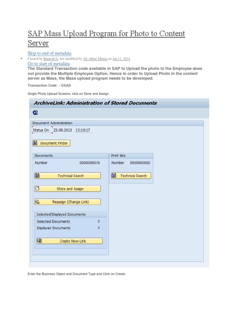 SAP Mass Upload Program For Photo To Content Server | PDF | Metadata ...