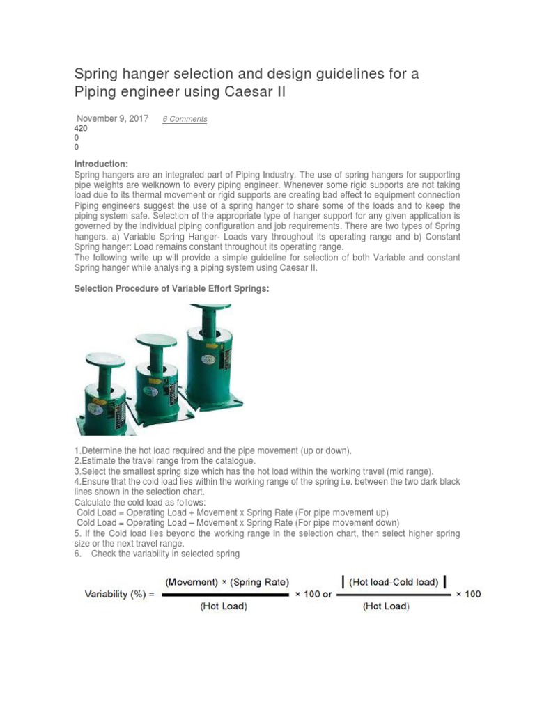 Spring Hanger Selection and Design Guidelines For A Piping Engineer ...